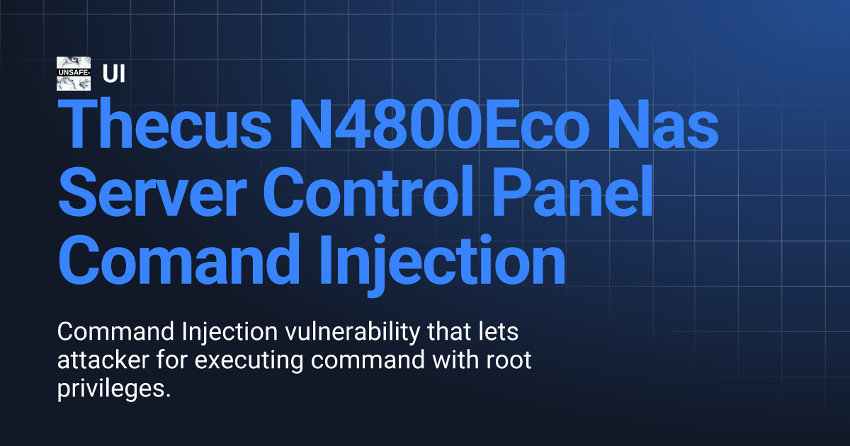 Thecus N4800Eco Nas Server Control Panel Comand Injection | UI